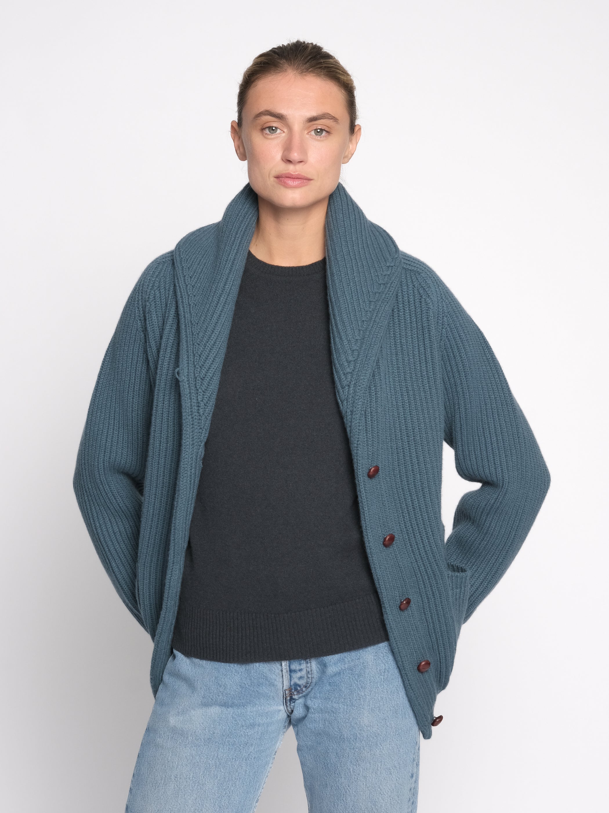 THE KENNEDY CARDIGAN | Aqua Grey – crimson-cashmere